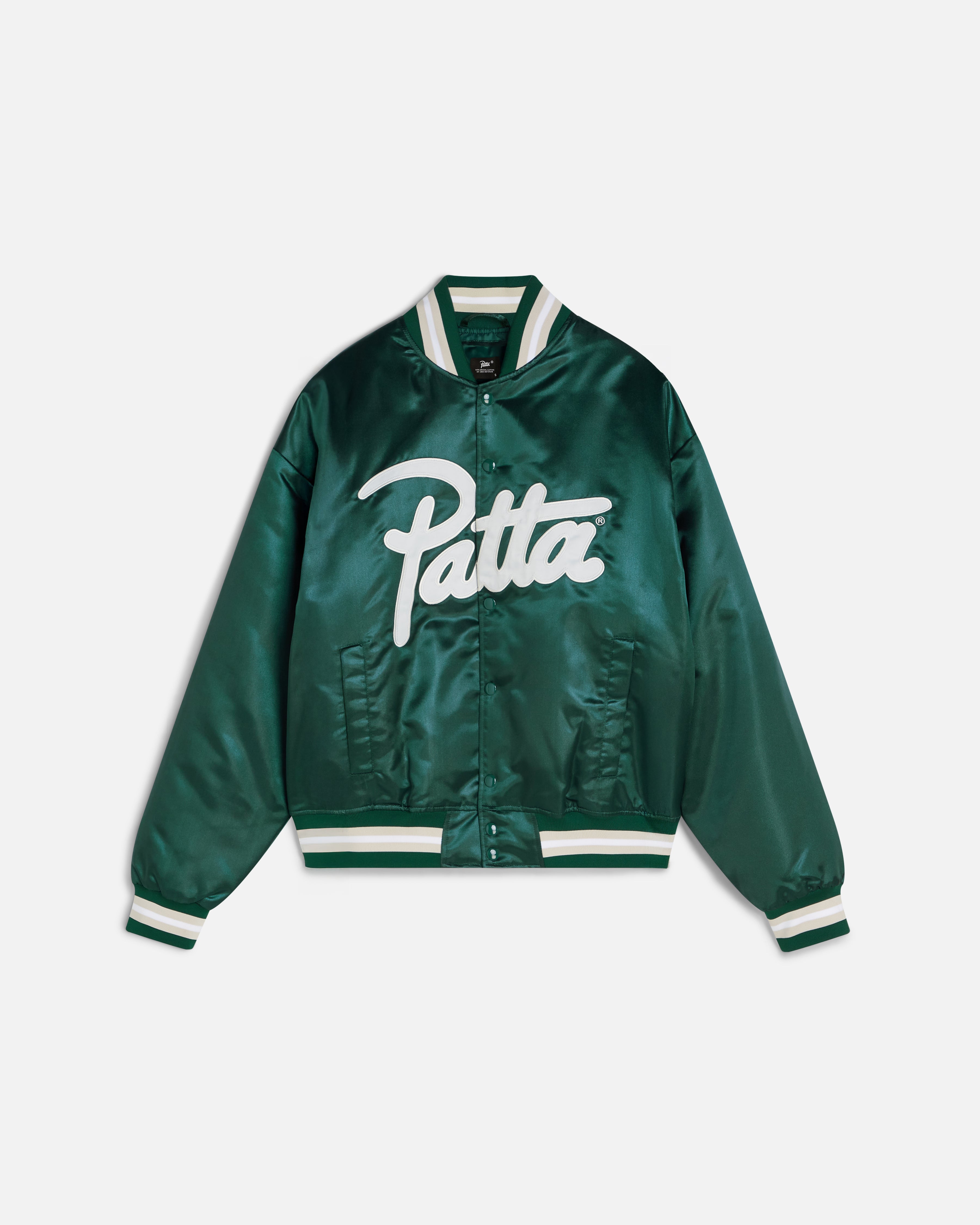 Patta Script Logo Satin Varsity Jacket (Bistro Green) – Patta UK